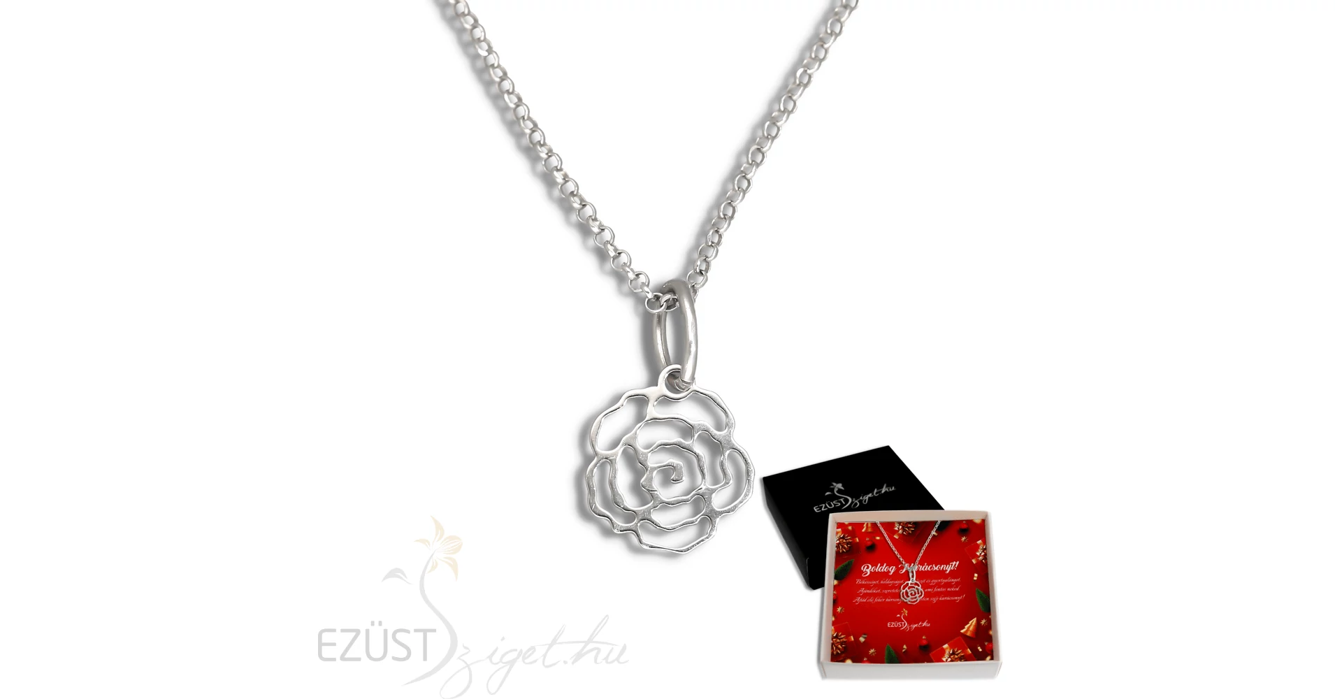 Rózsa Nyaklánc - Karácsonyra - Ezüst ékszerek - Több 1000 ezüst ékszer ...