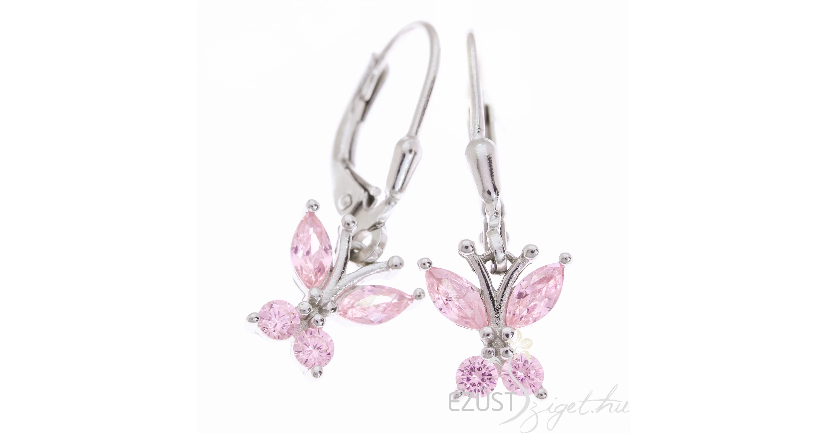 Rózsaszín Pillangó, Lepke Lógós Patentzáras Fülbevaló - Patent záras ...